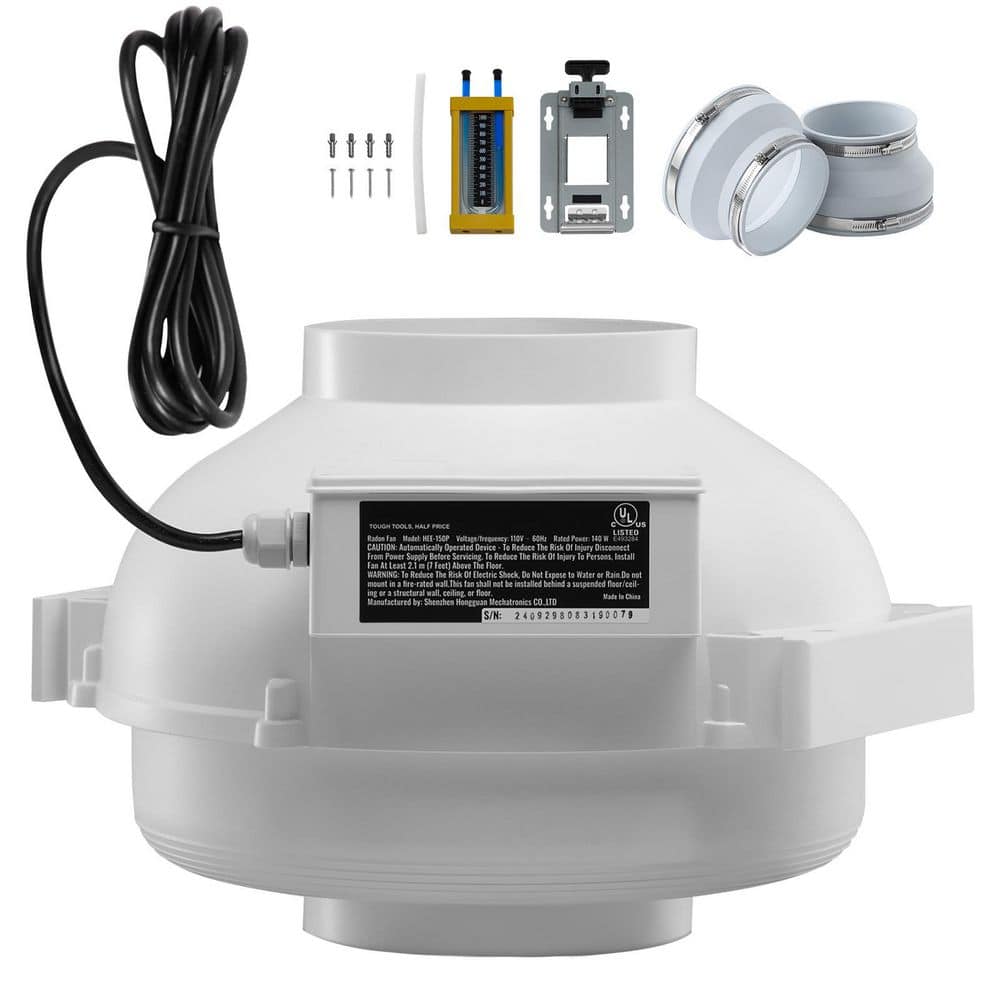 SKYSHALO 6 to 4.5 in. Radon Fan Installation Kit, Quiet 380 CFM Radon ...