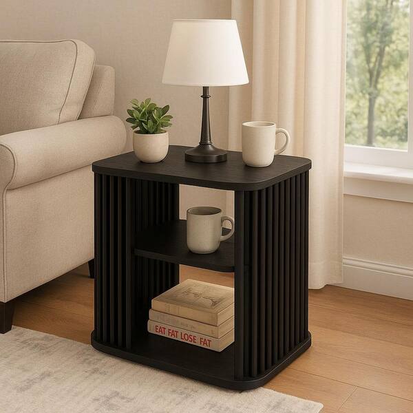 HOME IMPORTS EMPORIUM 18 in. Black Rectangle Wood End Table, Sturdy ...