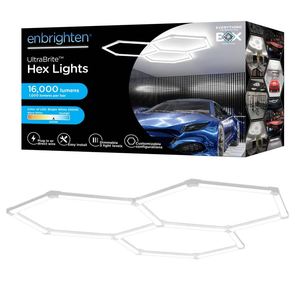 Enbrighten UltraBrite Hex Lights 16Pack 16.5 in./1.45ft Integrated LED ...