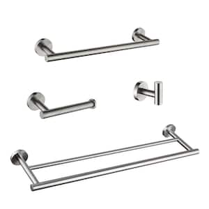 Satico 4-Piece Stainless Steel Bathroom Towel Rack Set with Mounting ...