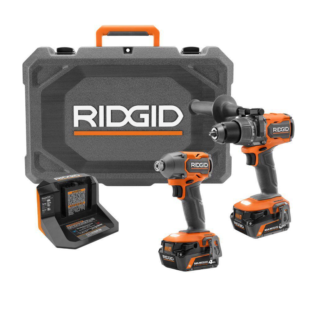 RIDGID 18V Brushless 2-Tool Combo Kit with 6.0 Ah and 4.0 Ah MAX Output ...