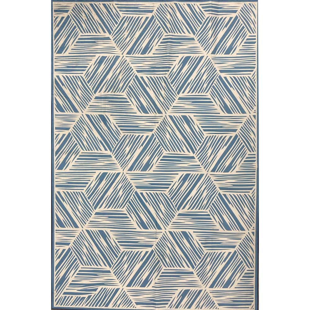 MSI Illusion 60 in. x 84 in. Blue Polyester Cotton Geometric Indoor ...