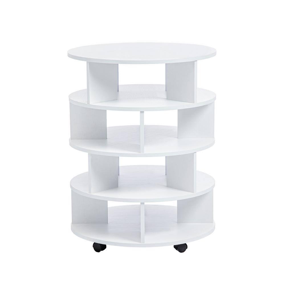 CSC DECOR INC White Round Wooden Pushable Shoe Storage Cabinet Shoe ...