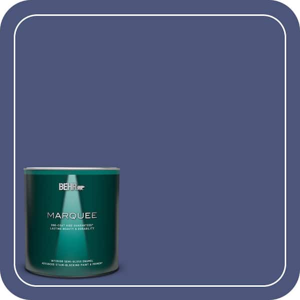 BEHR MARQUEE 1 qt. #620D-7 Deep Indigo Semi-Gloss Enamel Interior Paint ...