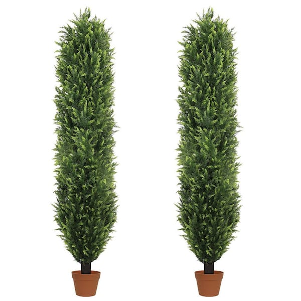 HOYMN 6 ft. UV-Resistant Artificial Cedar Pine Topiary Tree No ...