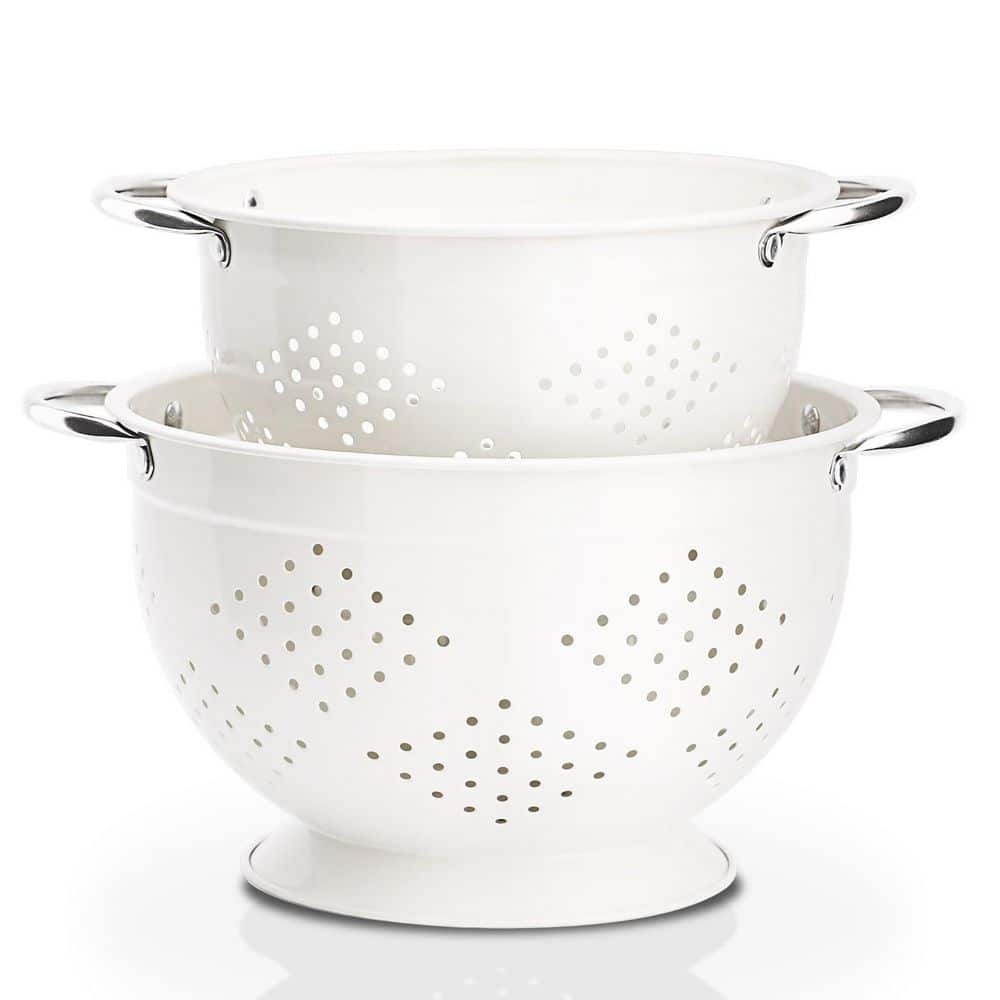 Wudkey Powder Coated Steel Colanders with Handle for Kitchen, Draining ...