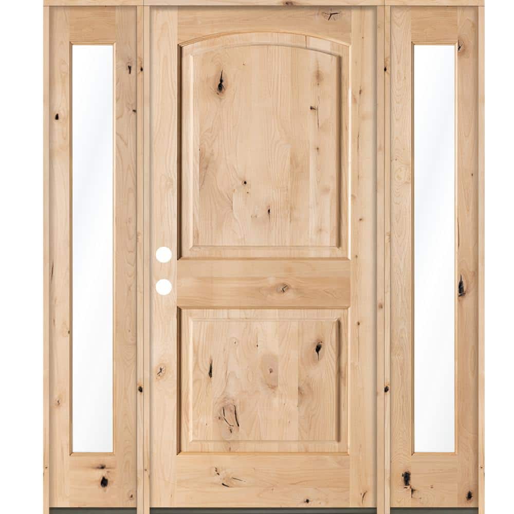 Krosswood Doors 58 in. x 80 in. Rustic Alder Clear Low-E Unfinished ...