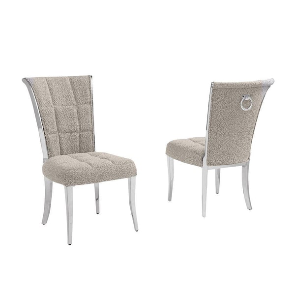 Best Quality Furniture Raina Grey Boucle Fabric Side Chair (Set of 2 ...