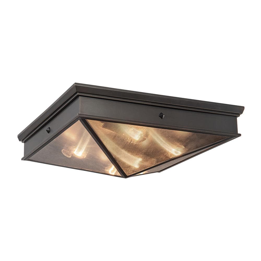 ALORA Cairo 19 in. 4-Light 40-Watt Ribbed Glass/Urban Bronze Flush ...