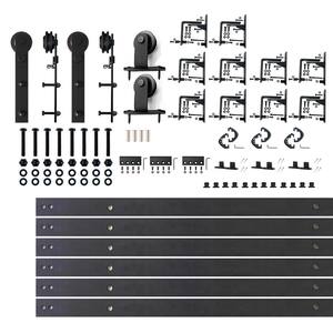 HOMACER 9 ft./108 in. Black Rustic Triple Track Bypass Sliding Barn ...