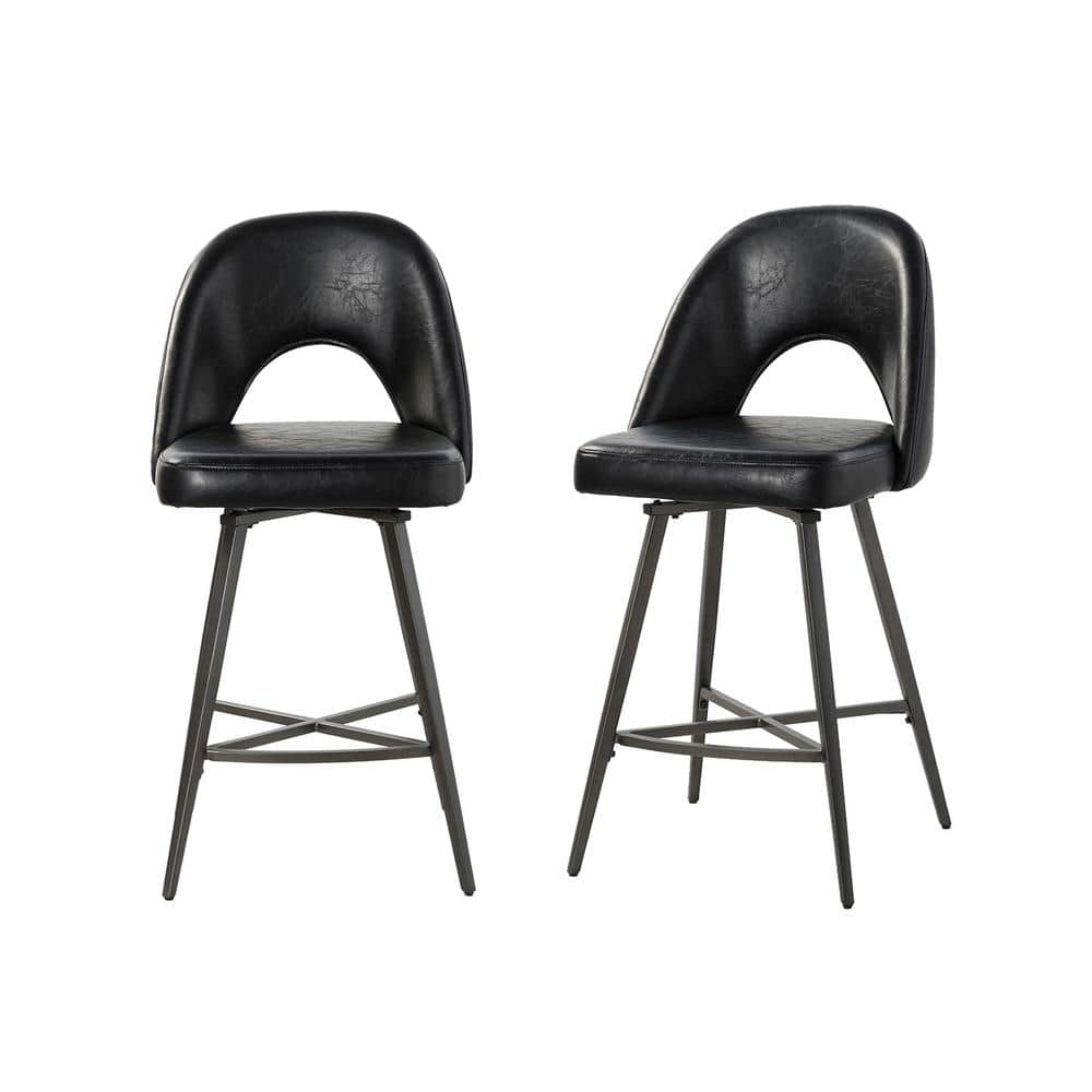 JAYDEN CREATION Thiago Modern Black Counter Height Bar Stools with ...
