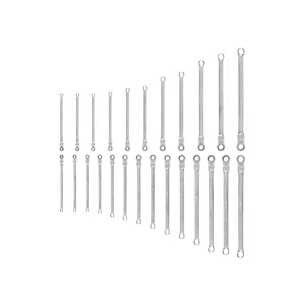 TEKTON Long Fixed/Flex Head 12-Point Ratcheting Box End Wrench Set, 25 ...