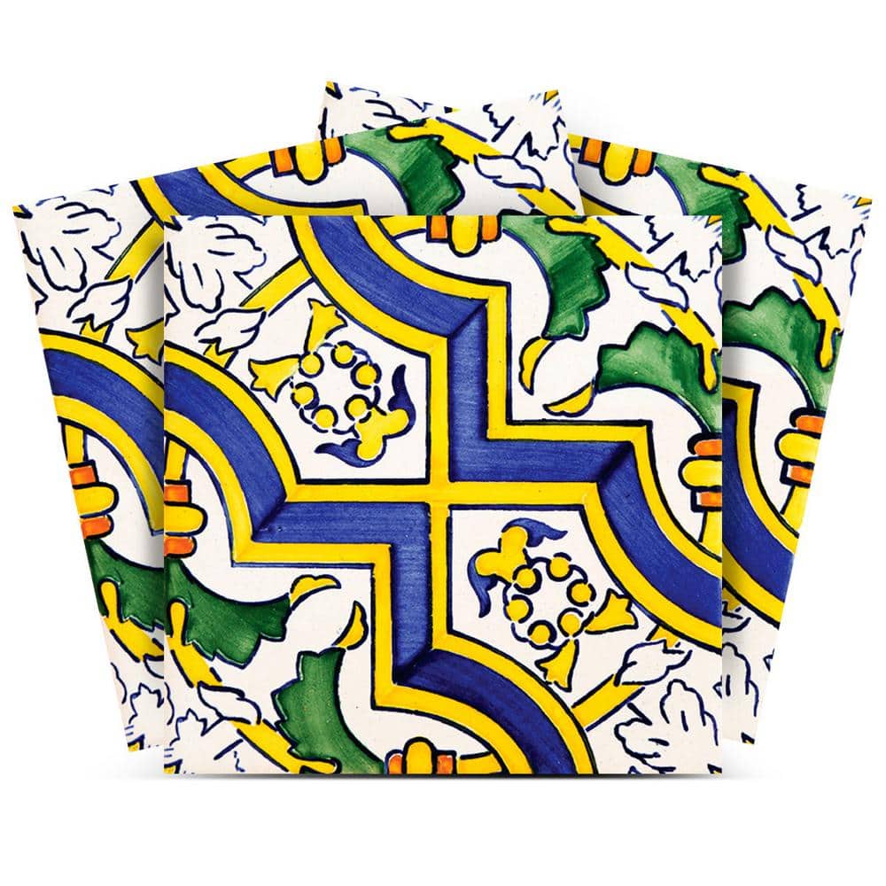 MI ALMA Yellow, Green, Blue V12 4 in. x 4 in. Vinyl Peel and Stick Tile ...