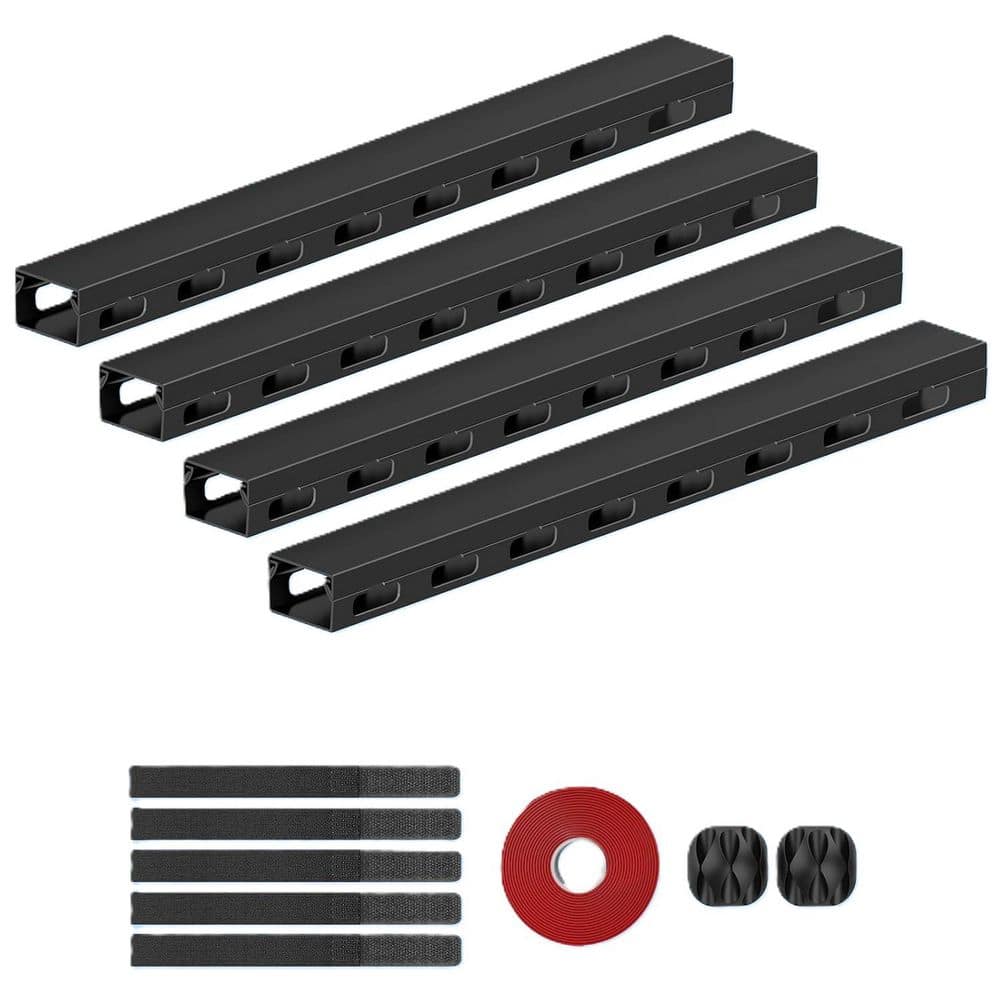 Yichuhaoxi 61 in. Upgraded Cable Management Under Desk with Large Holes Open Slot Wire Cover ...