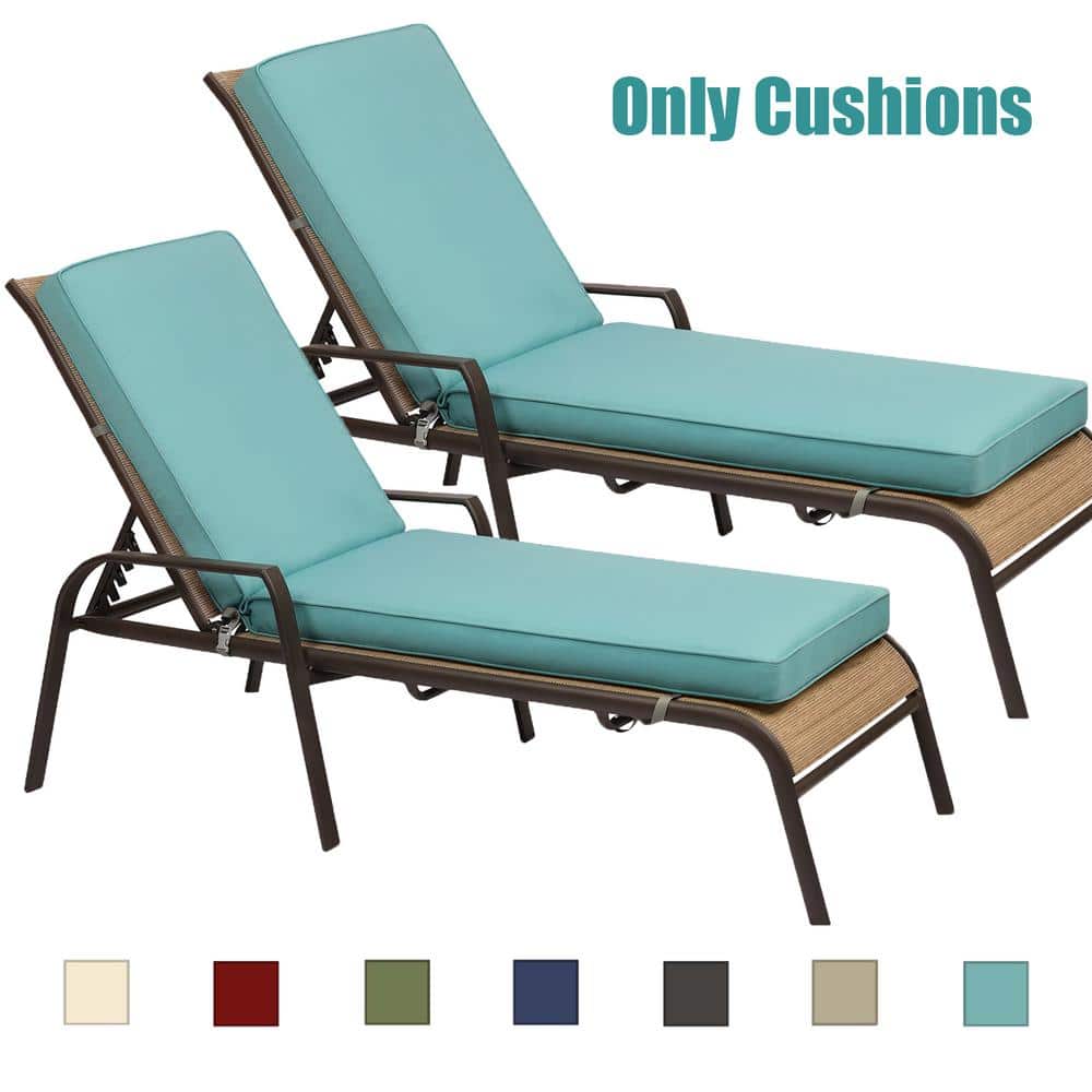 Aoodor 22 in. x 72 in. Outdoor Chaise Lounge Cushion in Blue (2-Pack ...