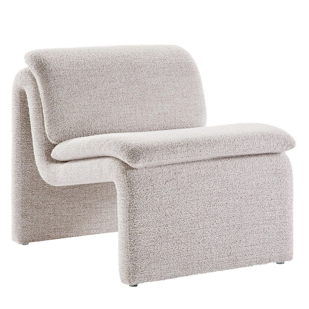 MODWAY Lume Curved Lounge Chair in Parchment Polyester Boucle Fabric ...