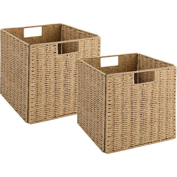 Brown 9 in. x 9 in. Wicker Decorative Basket Set of 2 YAPGC5 - The Home ...