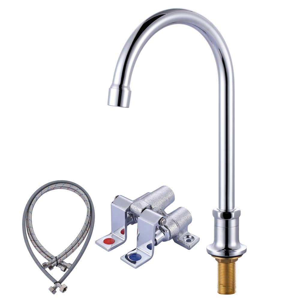 IVIGA Dual Foot Pedal Faucet Double Handle Deck Mounted Bathroom Faucet ...
