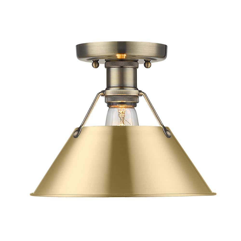 Golden Lighting Orwell 10 in. 1-Light Aged Brass and Brushed Champagne ...