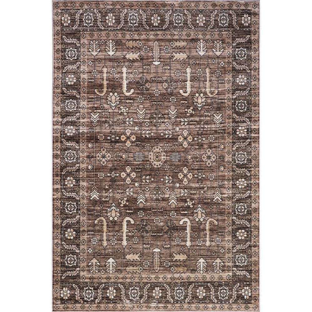 RUGS USA Lauren Liess Redwood Vintage Machine Washable Taupe 9 ft. x 12 ...