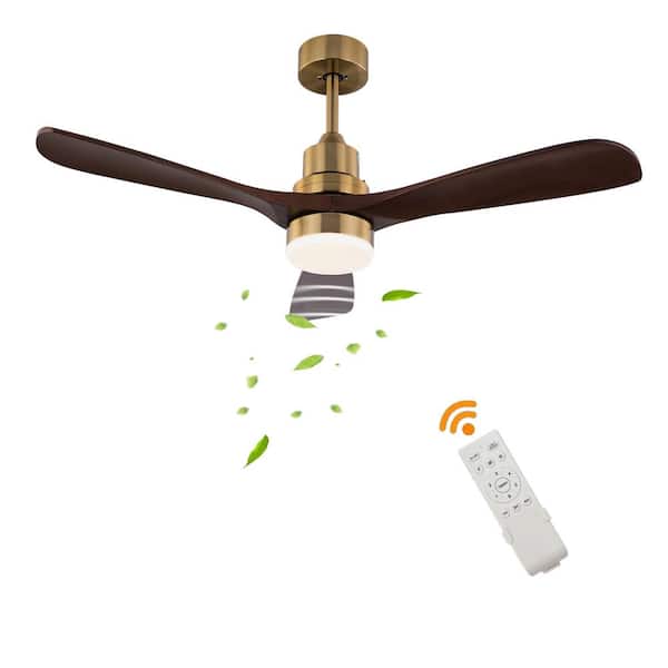OUKANING 48 in. Indoor Dark Brown and Copper Modern Ceiling Fan with 3 ...