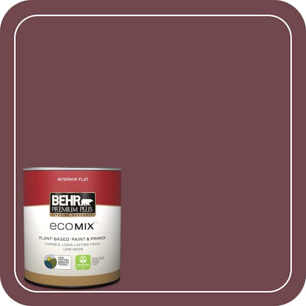 BEHR PREMIUM PLUS 1 qt. #PPU1-14 Formal Maroon Flat EcoMix Plant-Based ...