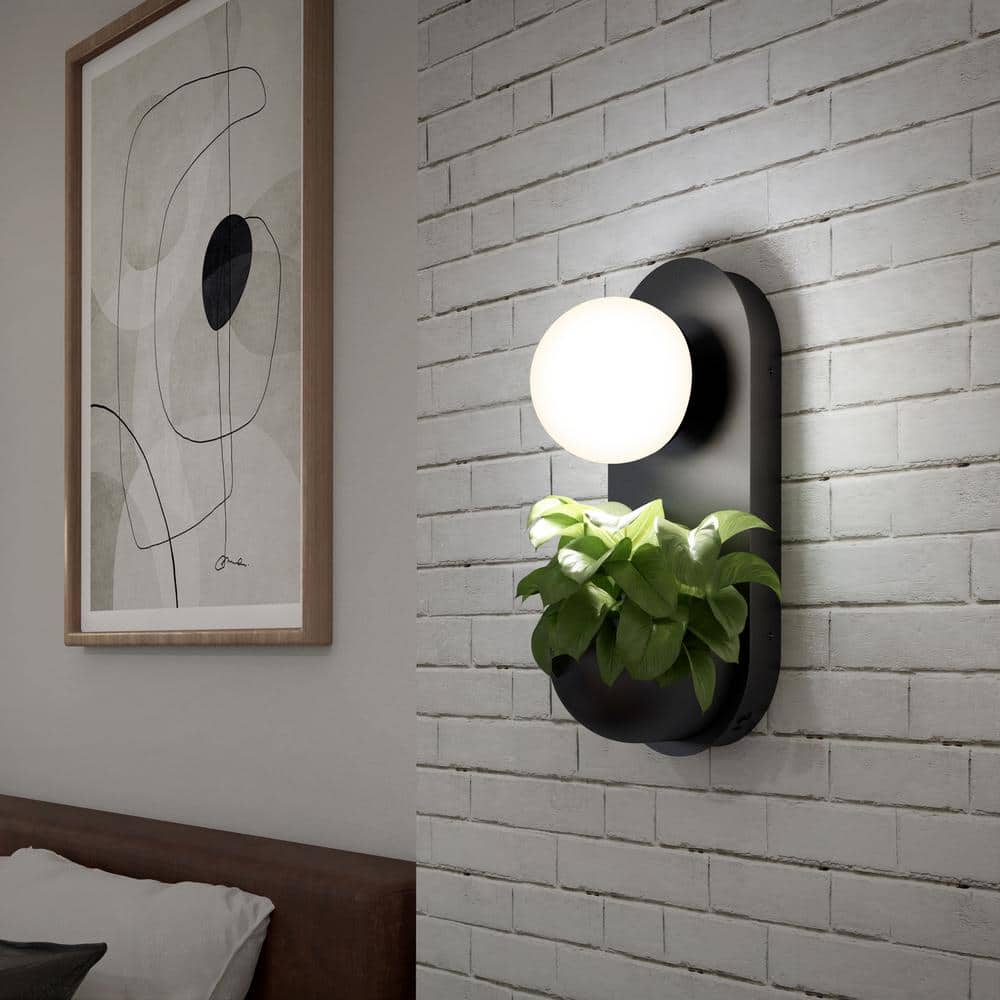 Artika Bloomfield Planter Modern 1-Light Dimmable Black Integrated LED ...