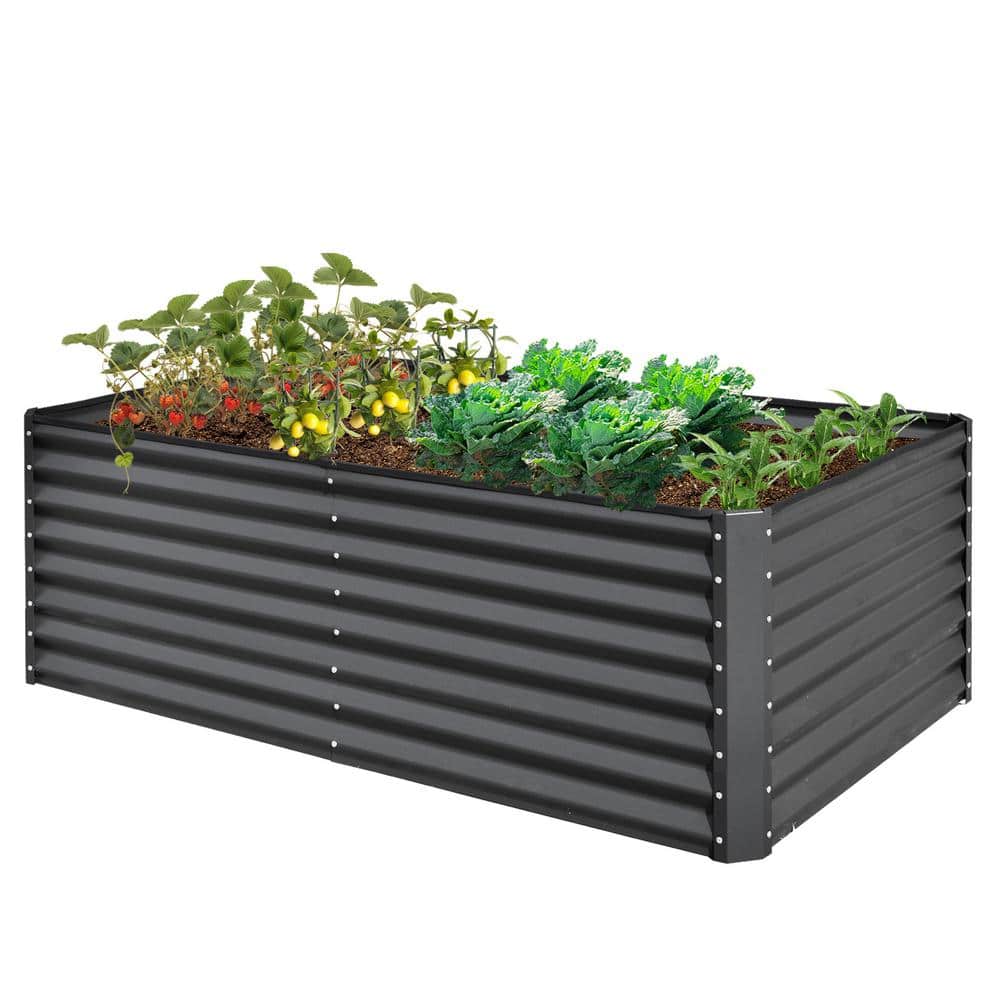 Boosicavelly 6 ft. x 3 ft. x 2 ft. Gray Steel Outdoor Planter Garden ...
