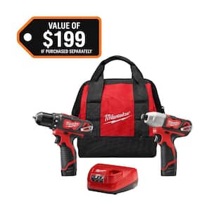 Milwaukee M12 12V Lithium-Ion Cordless Combo Kit (4-Tool) with Two 2 ...