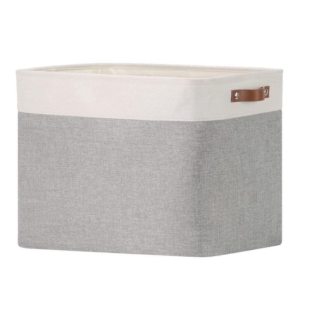 Gray 12 in. x 12 in. Polyester Decorative Basket with Handles ...