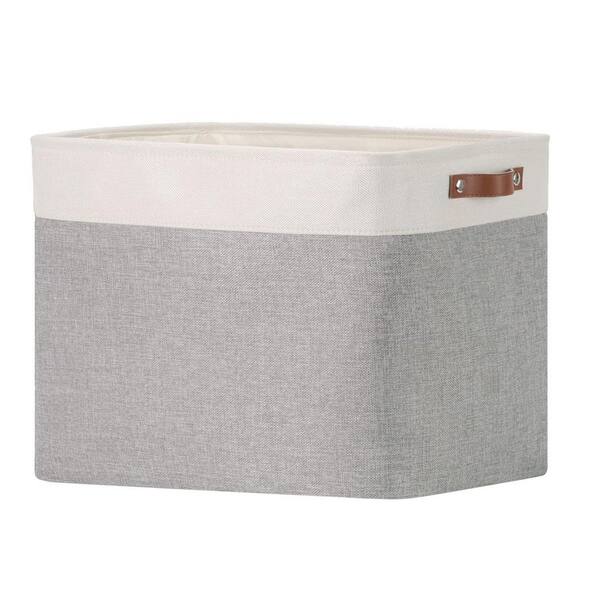Gray 12 in. x 12 in. Polyester Decorative Basket with Handles ...