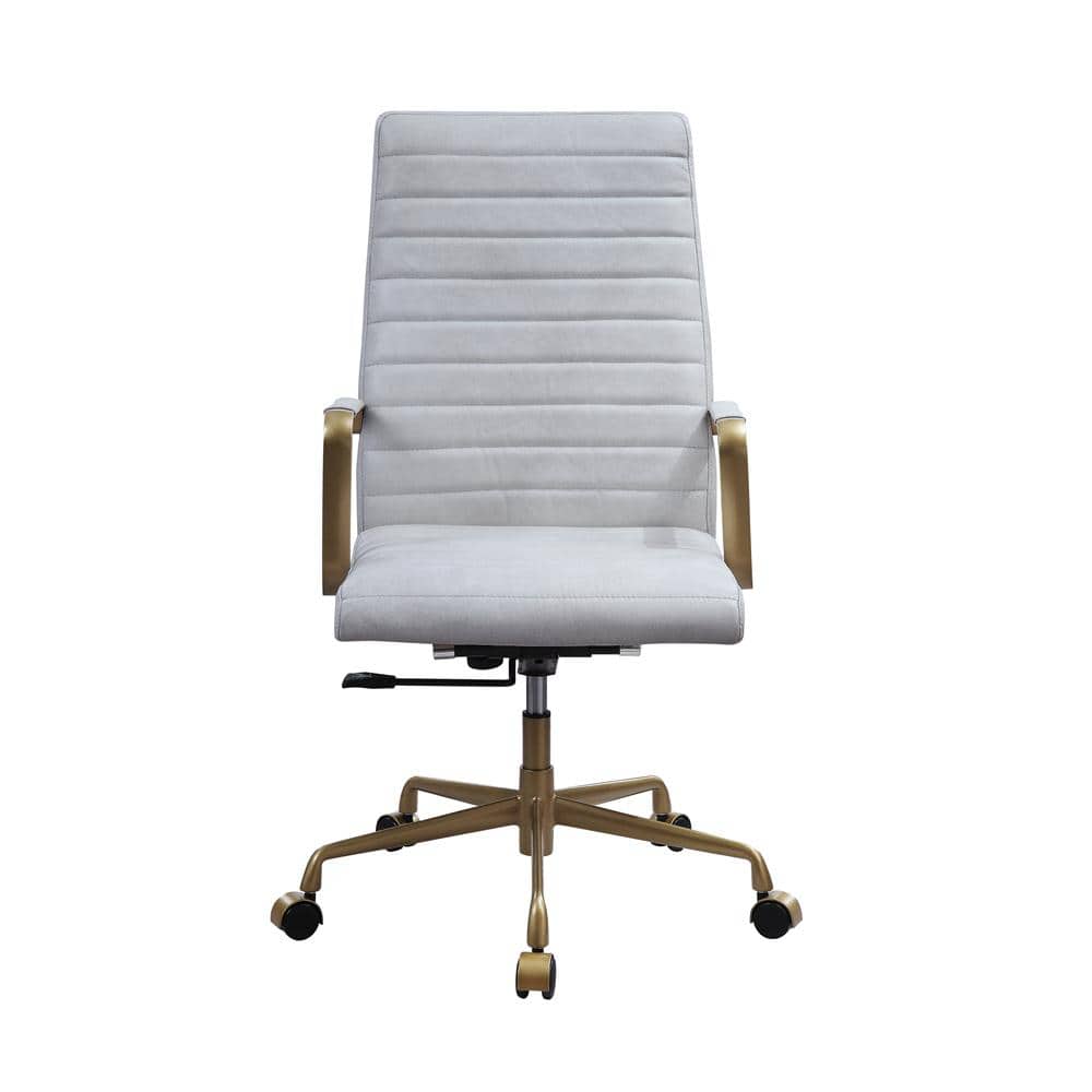 White Leather Task Chairs with Swivel LC-952663 - The Home Depot