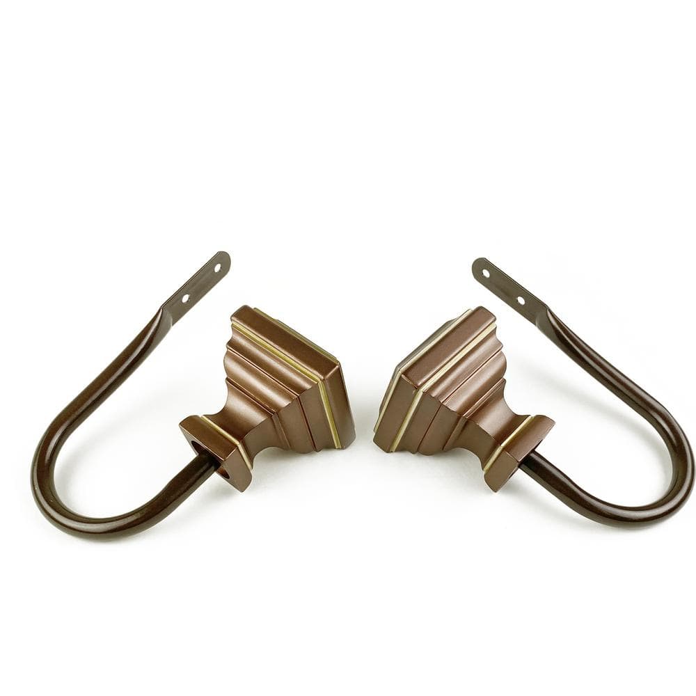 EMOH Saymna Cocoa Steel Hook Curtain Holdback (Set of 2) H4881-037 ...