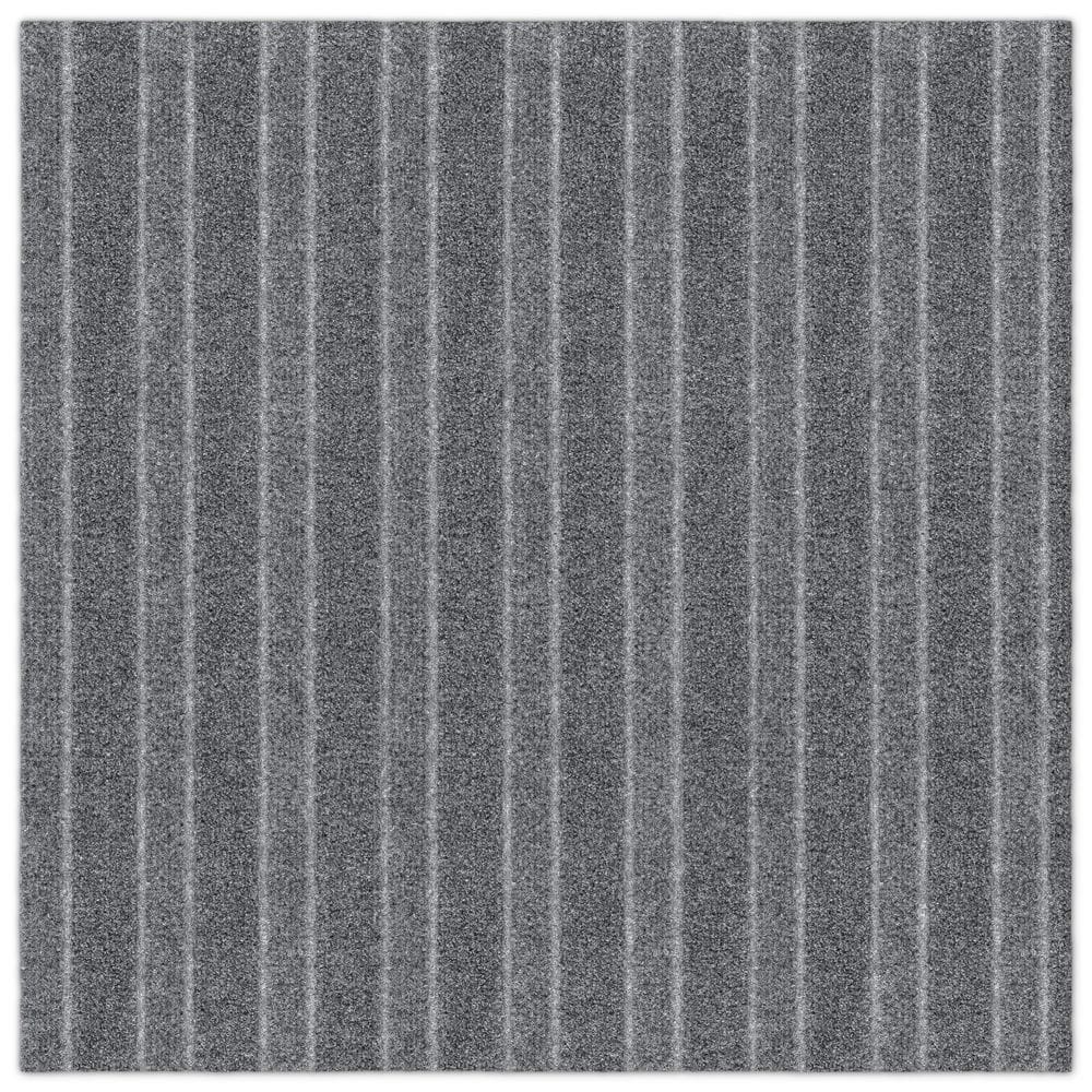 Roma Stripe Rib Gray Residential 24 in. x 24 in. Peel and Stick Carpet ...