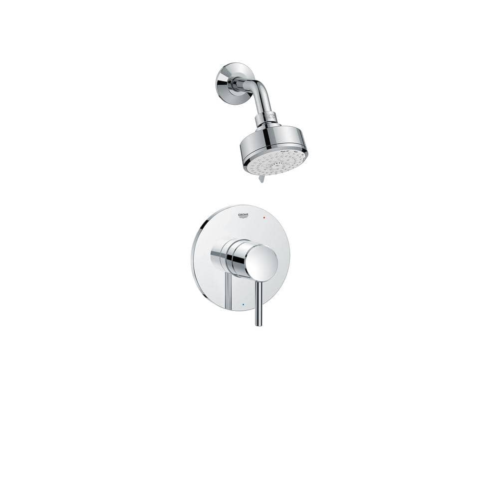 GROHE Concetto 1-Handle Wall Mount Shower Trim Kit in StarLight Chrome ...