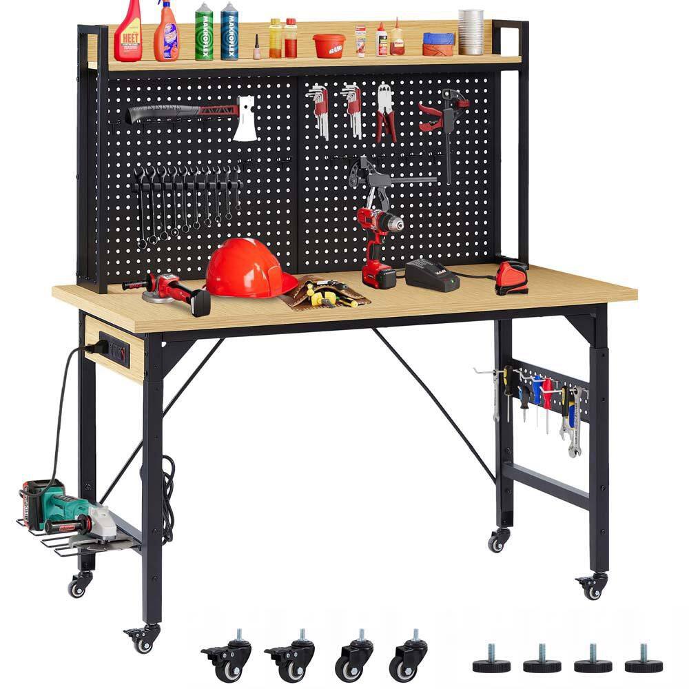 48" Heavy Duty Adjustable Workbench with Pegboard, Adjustable Work ...