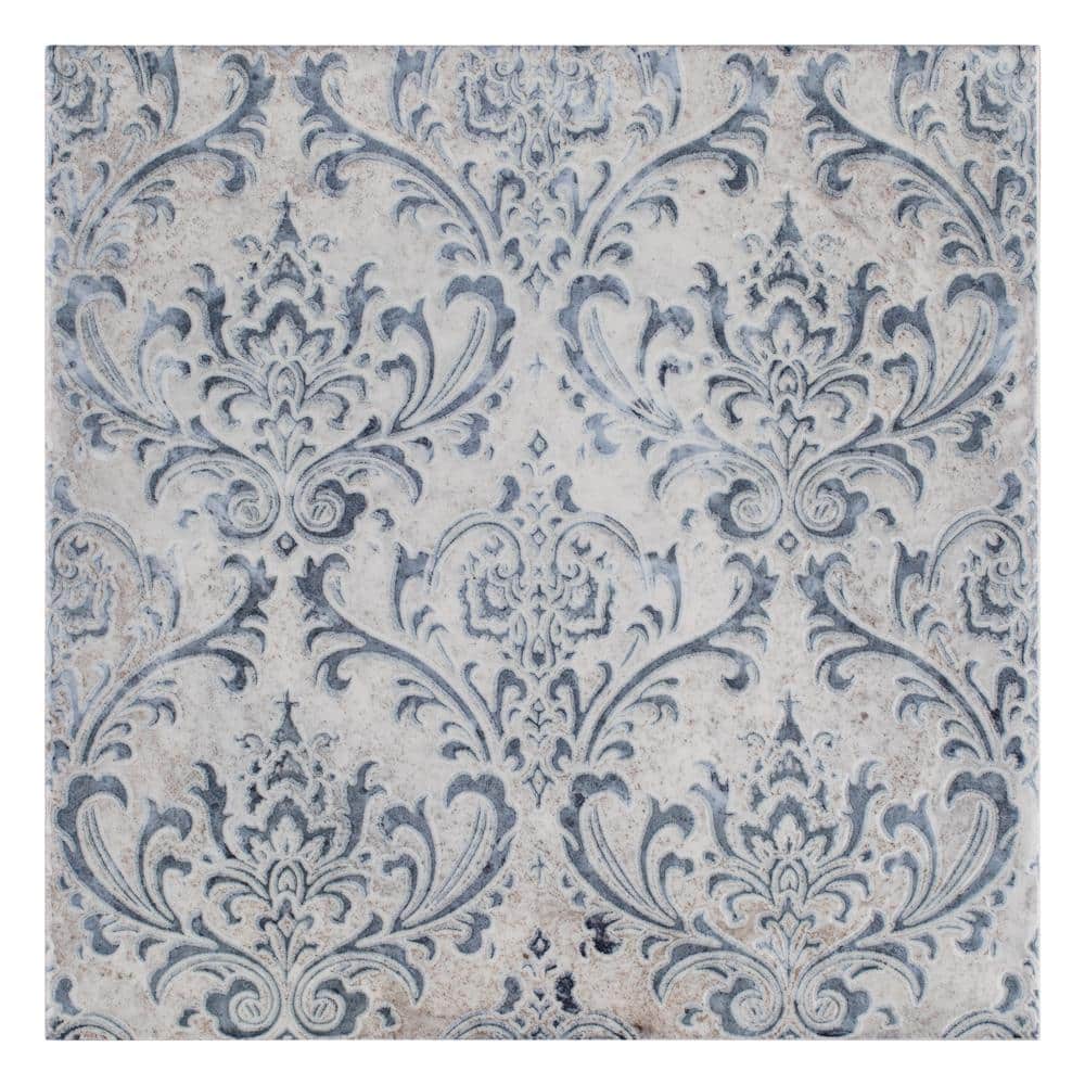 Merola Tile Milano Decor Daman Azul 7-7/8 in. x 7-7/8 in. Ceramic Wall ...