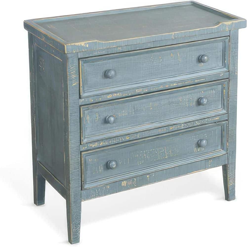 HOME IMPORTS EMPORIUM 28 in. Rustic Green Rectangle Wood End Table with ...