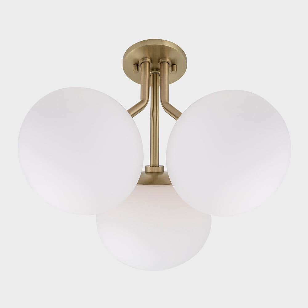 Mitzi by Hudson Valley Lighting Estee 3-Light Aged Brass Semi-Flush ...