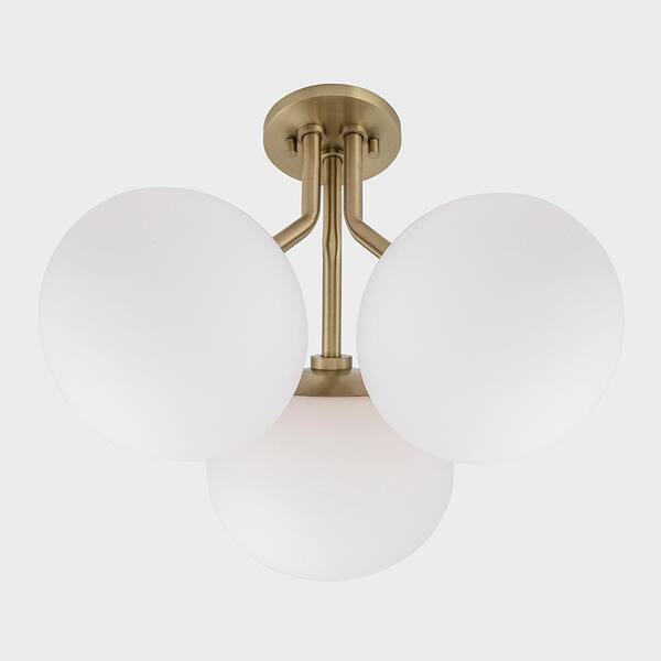 Mitzi by Hudson Valley Lighting Estee 3-Light Aged Brass Semi-Flush ...