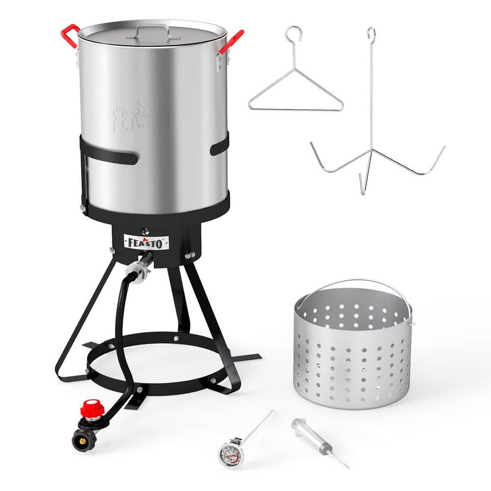 FEASTO 3-in-1 30 Qt. Turkey Fryer Boiler Steamer Set B2B22701B - The ...