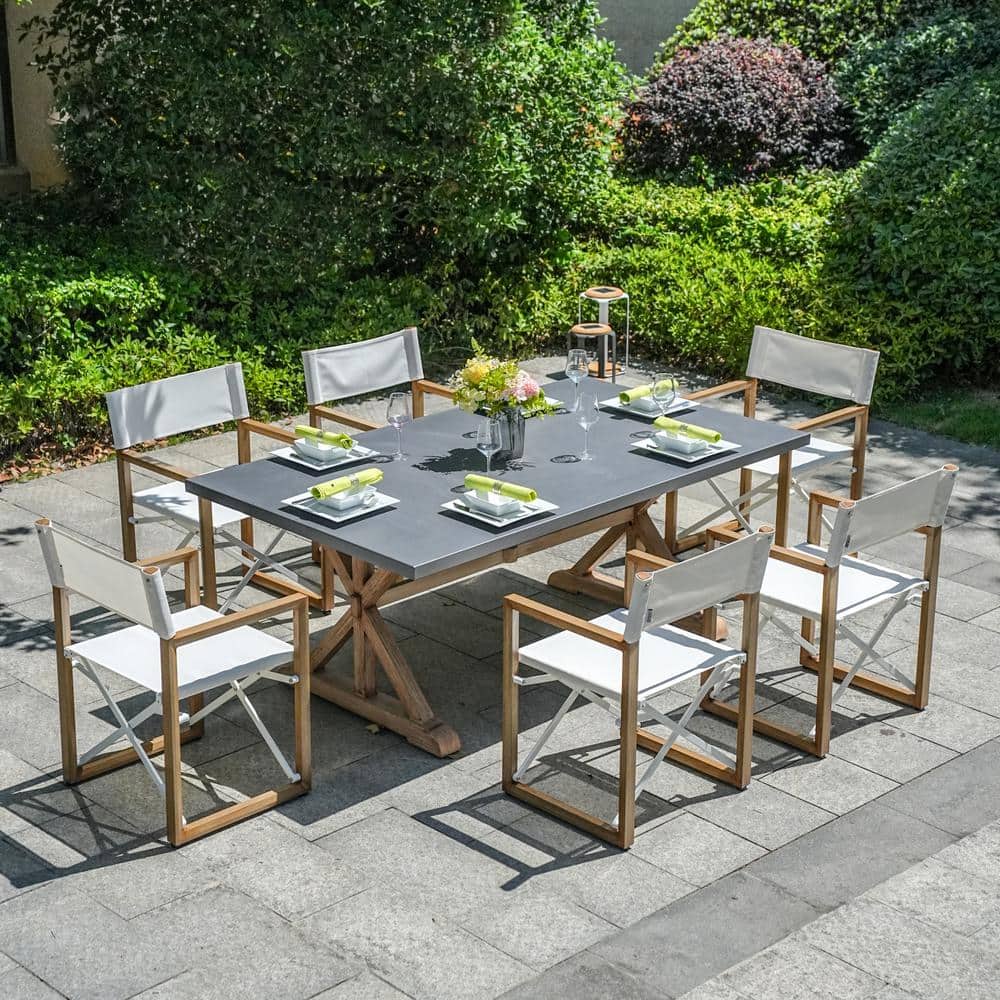 moda furnishings 7-Piece Aluminum Rectangle Outdoor Dining Set MOD-2340 ...