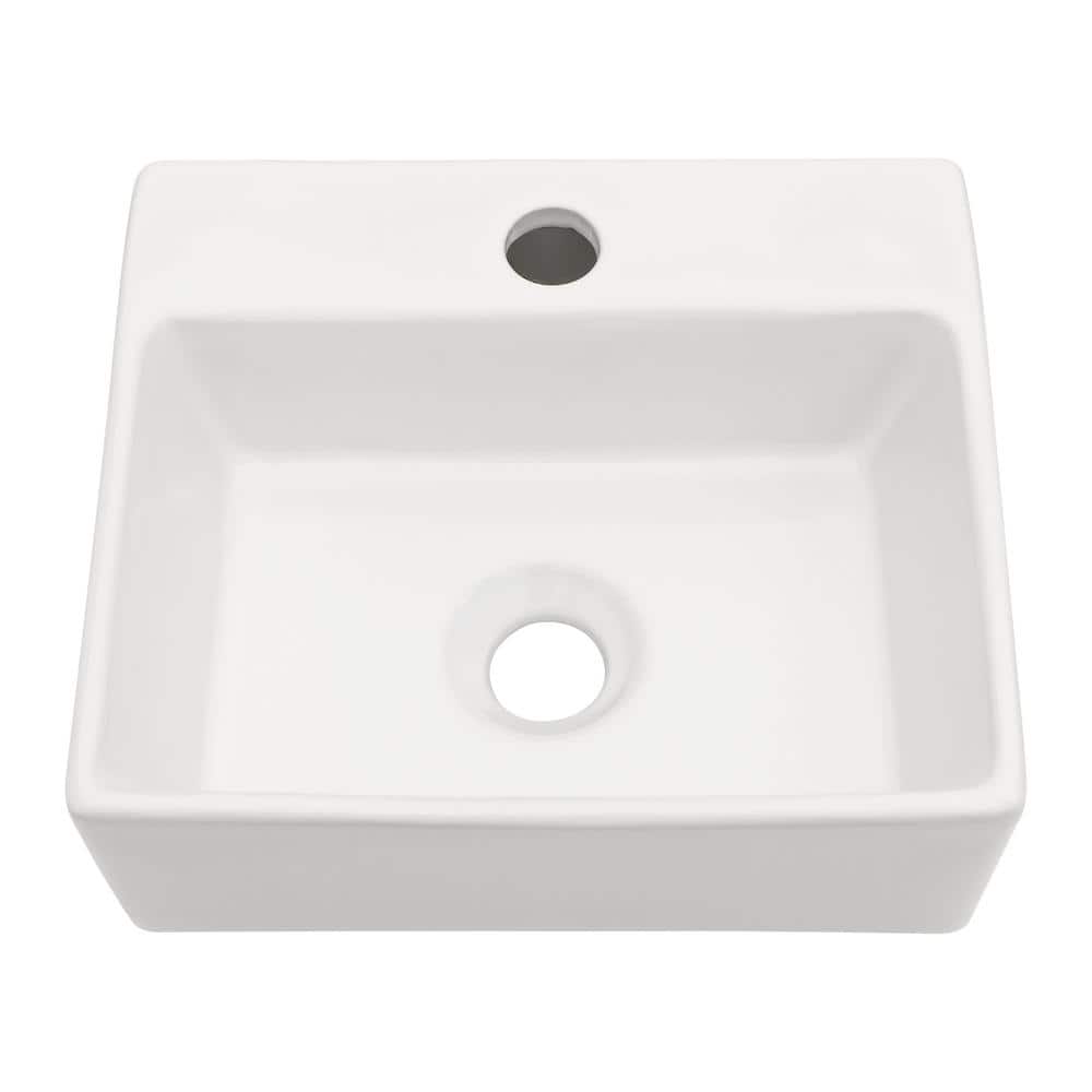 Logmey 13 6 In X 11 6 In White Ceramic Rectangular Wall Hung Vessel