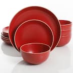 Gibson Home Rockaway 12-Piece Modern Red Ceramic Dinnerware Set ...
