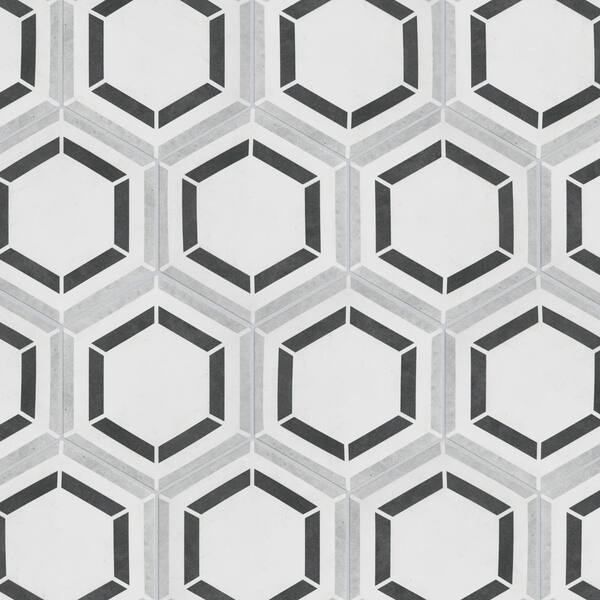 Merola Tile Coco Hex Geo Classic 7 in. x 8 in. Porcelain Floor and Wall ...