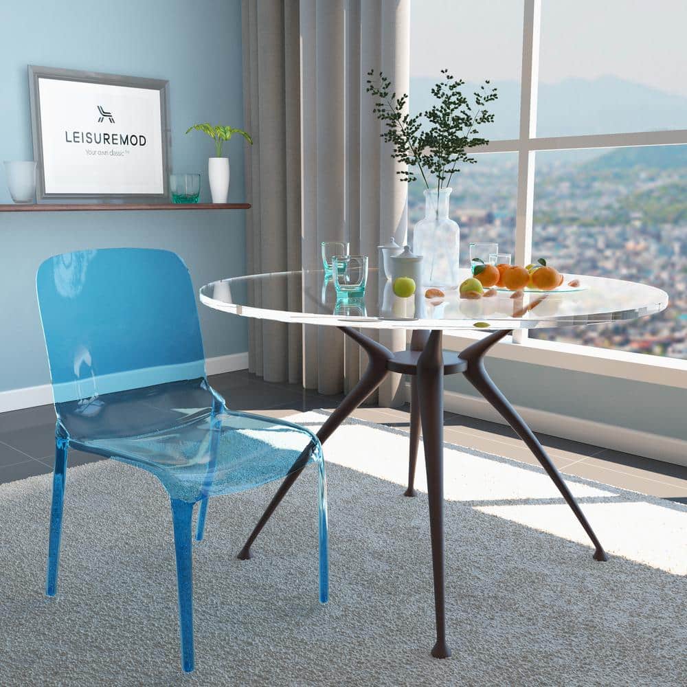 Leisuremod Stackable Plastic Dining Chair Modern Full Back Acrylic ...