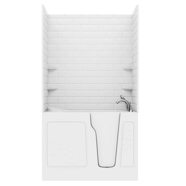 ANZZI Rampart Wall Series 29 in. x 52 in. Right Side Drain Air Jetted ...