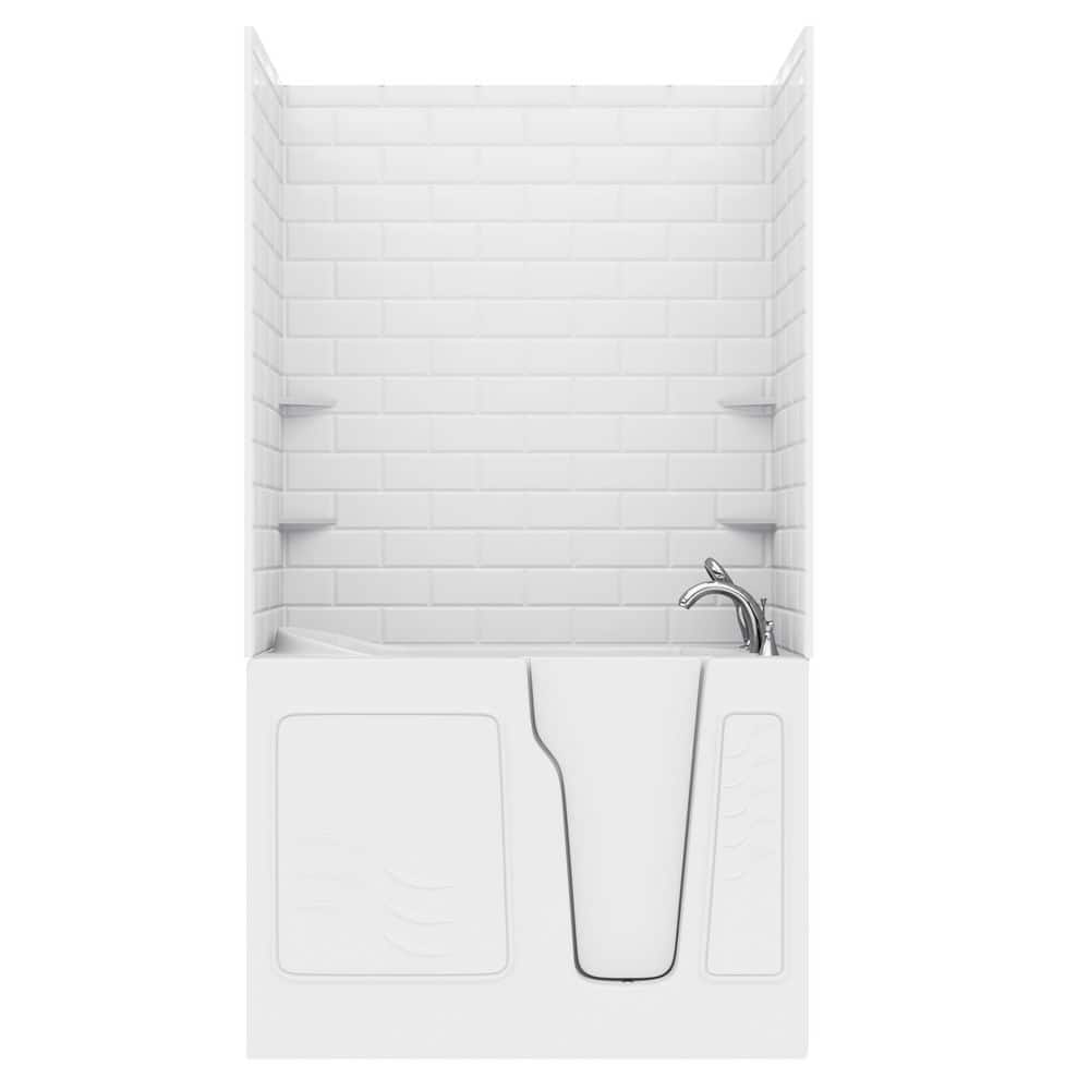 ANZZI Rampart Wall Series 29 in. x 52 in. Right Side Drain Soaking ...