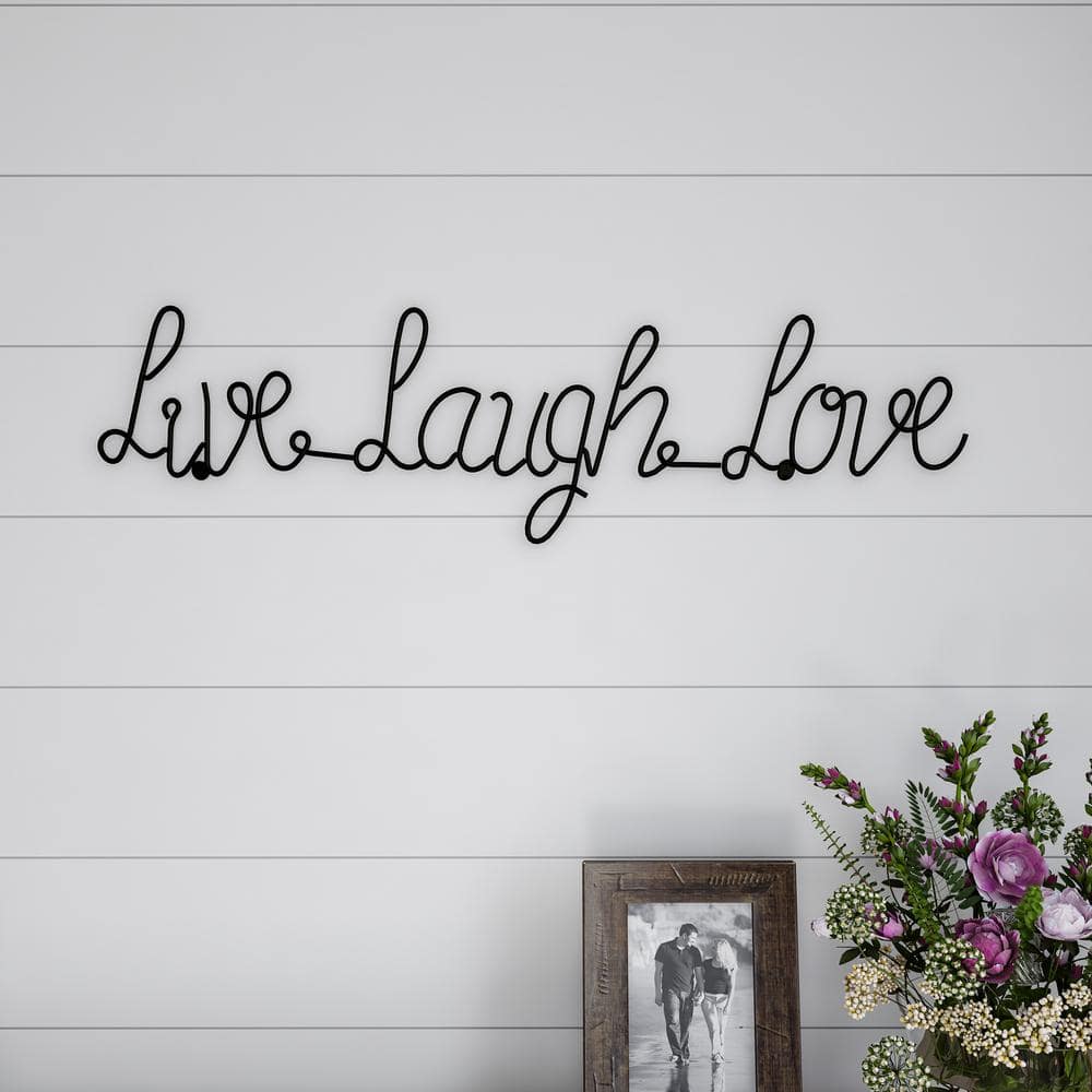 Lavish Home "Live Laugh Love" Metal Cutout Sign HW0200040 - The Home Depot