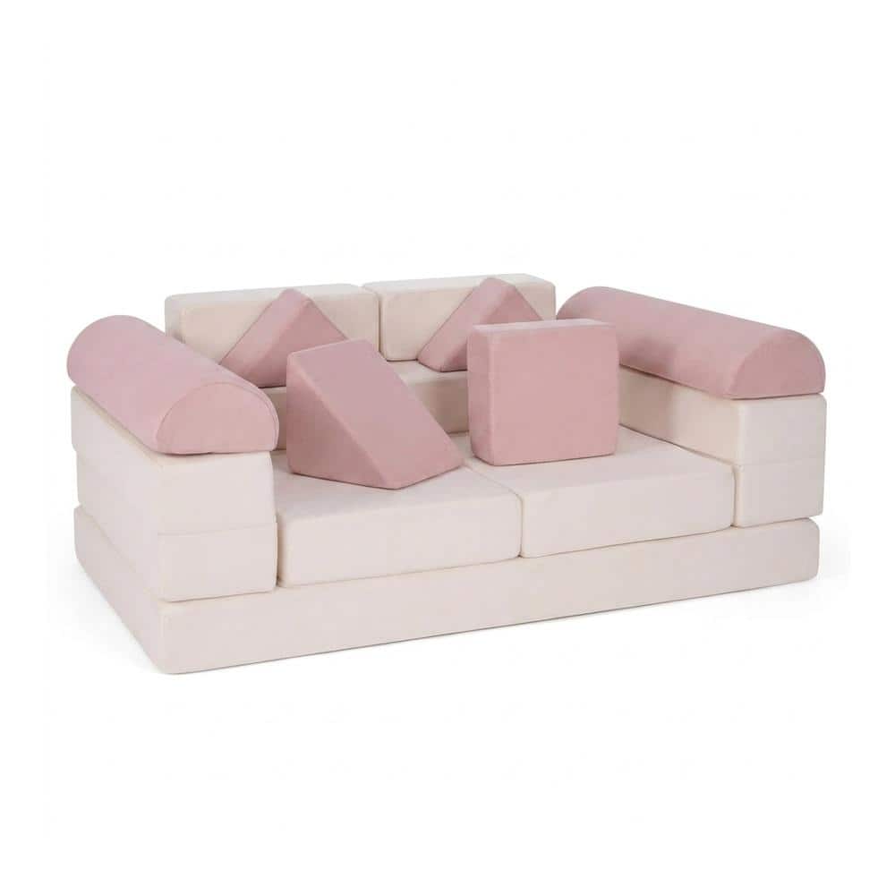 Bunpeony 9 Piece Climb Crawl Foam Floor Playset Suede Fabric High ...
